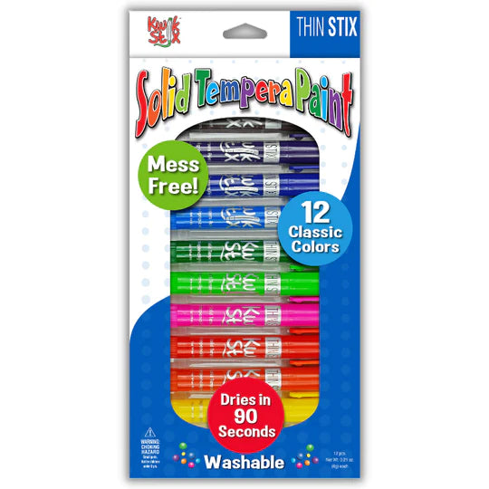 Thin Solid Tempera Paint Stix | Classic | Set of 12 – CLUBHOUSE kid & craft